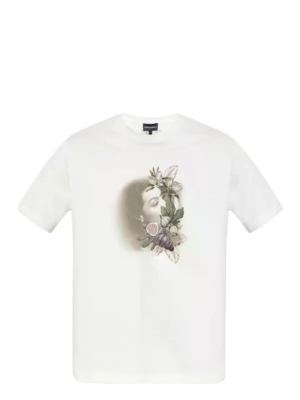 Emporio Armani Floral-embroidered T-shirt - White