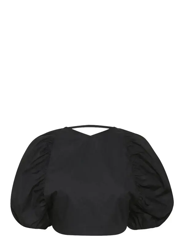GESTUZ Svala Puff-sleeve Lace-up Blouse - Black