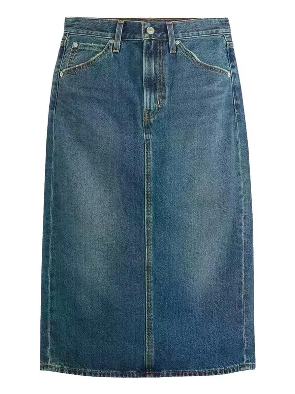 LEVI'S Midi Denim Skirt With Back Slit - Blue