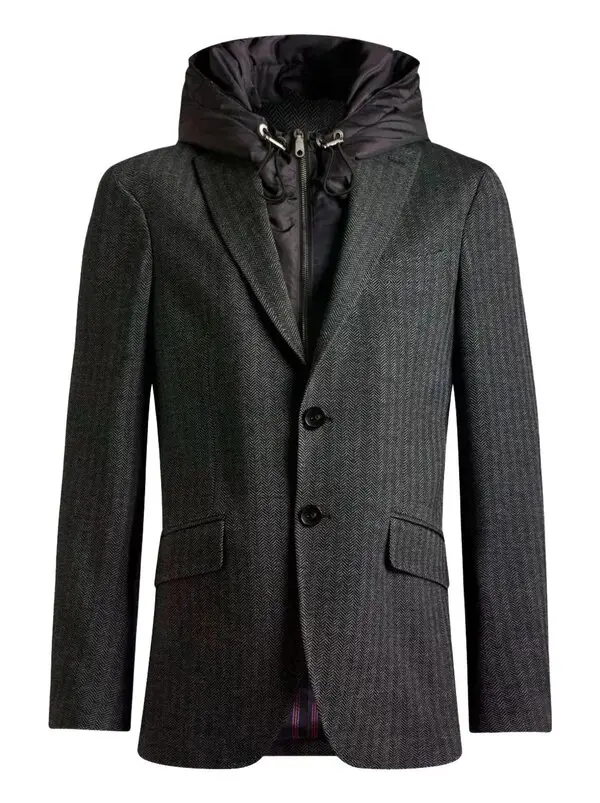 Etro Herringbone Detachable-hood Blazer - Grey