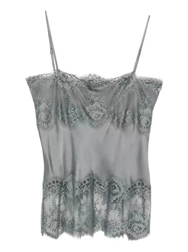 HERSKIND Linnea Lace-trimmed Satin Top - Grey