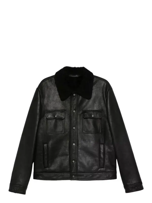 SALVATORE SANTORO Fleece-lined Leather Jacket - Black