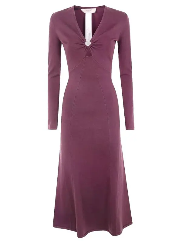 TWINSET Ring-detail Long-sleeve Dress - Purple