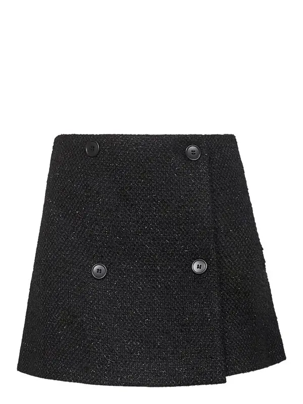 BLANCA VITA Buttoned Tweed Mini Skirt - Black