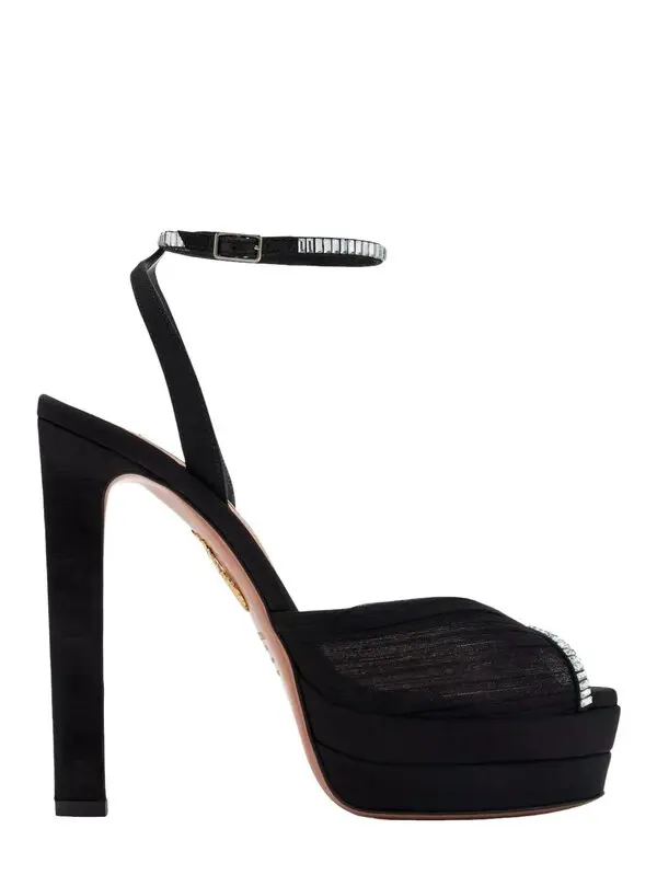 AQUAZZURA 130mm Crystal-embellished Platform Sandals - Black