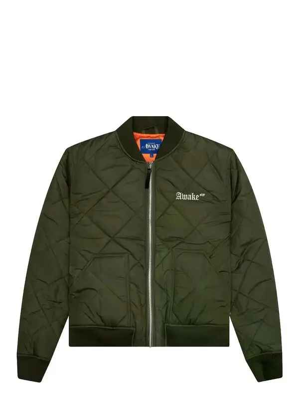 AWAKE NY Logo-embroidered Quilted Bomber Jacket - Green
