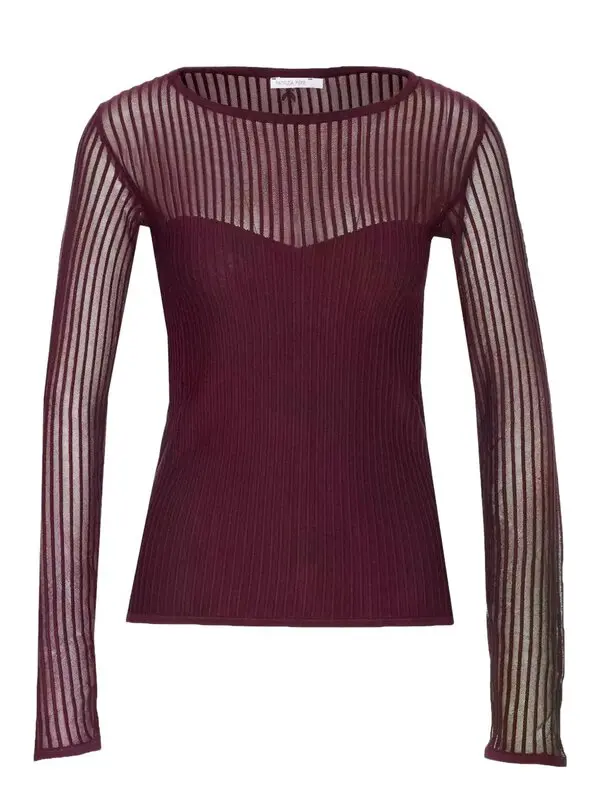 Patrizia Pepe Ribbed Boat-neck Top - Red