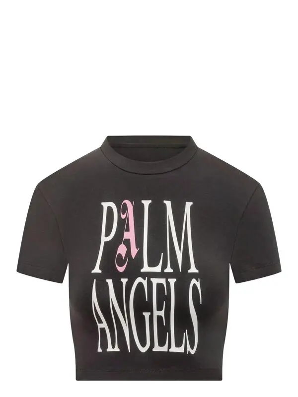 Palm Angels Logo Cropped Tee - Black