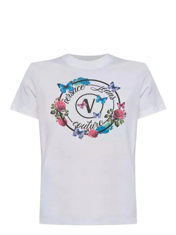 Versace Floral-butterfly Print T-shirt - White