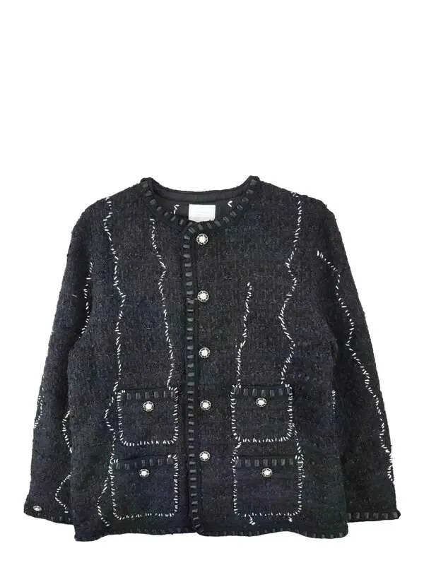 Readymade Button-embellished Tweed Jacket - Black