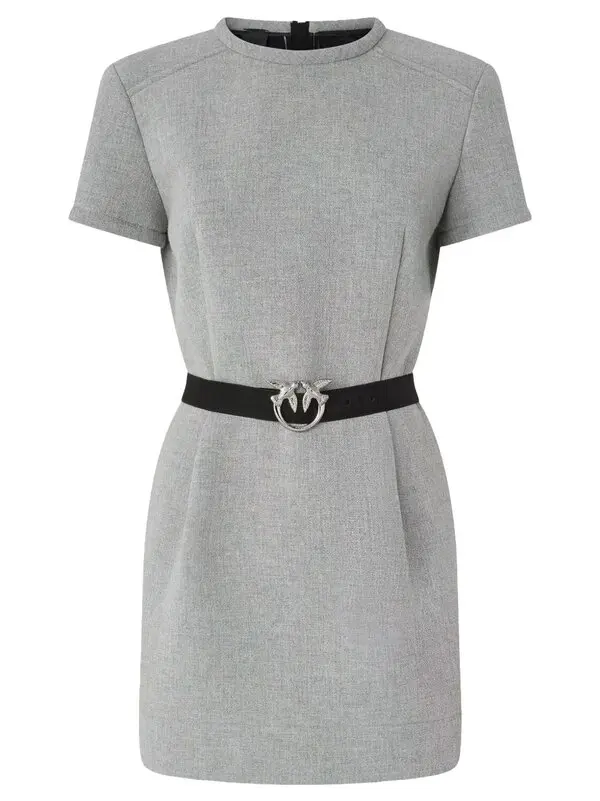 Pinko Belted Short-sleeve Mini Dress - Grey