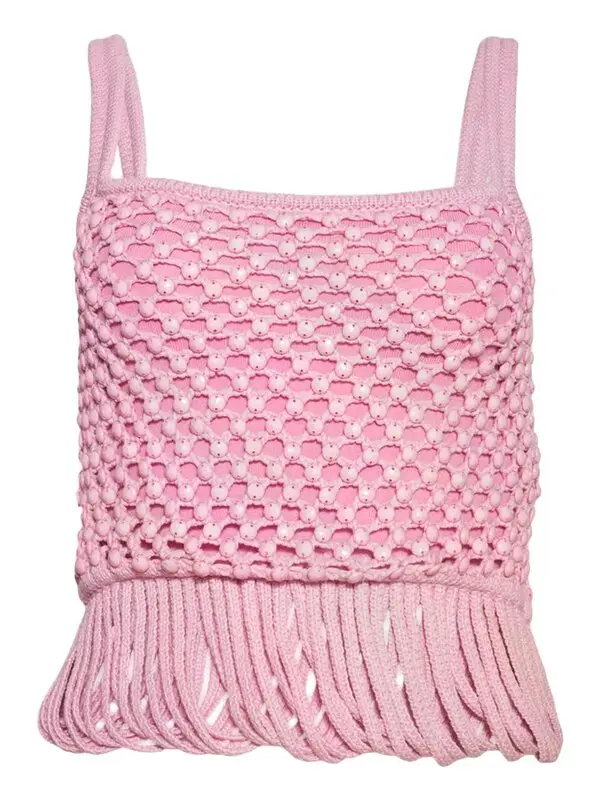 DIOTIMA Loop Fringe Knit-mesh Tank Top - Pink