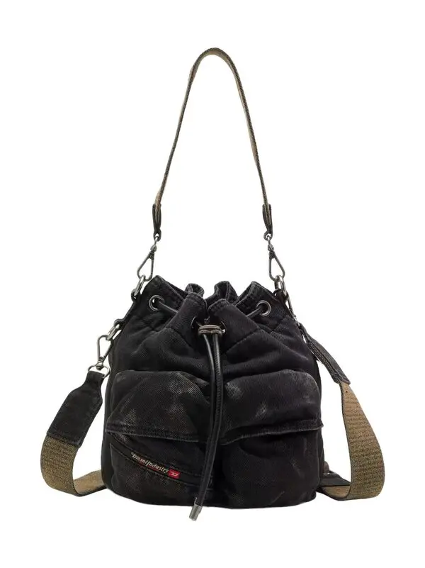 DIESEL® Drawstring Shoulder Bag With Pockets - Black