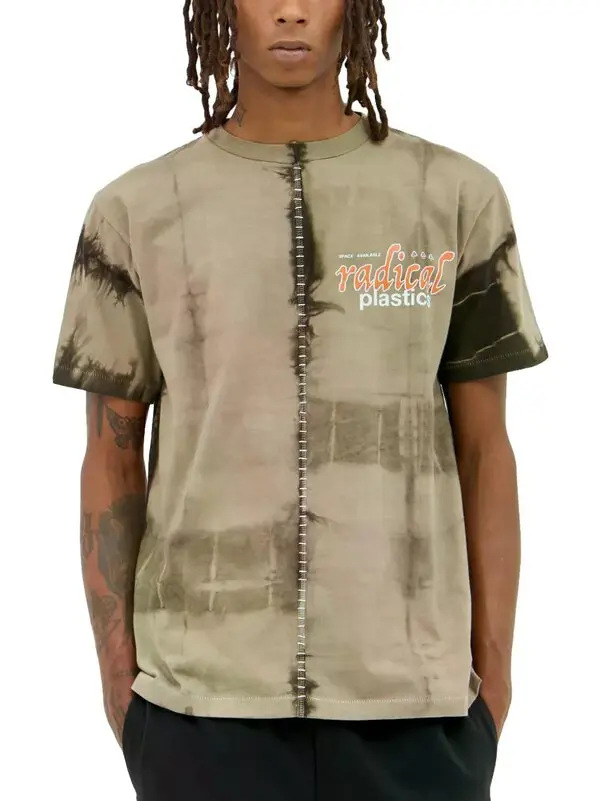 SPACE AVAILABLE Tie-dye Panelled T-shirt - Neutrals