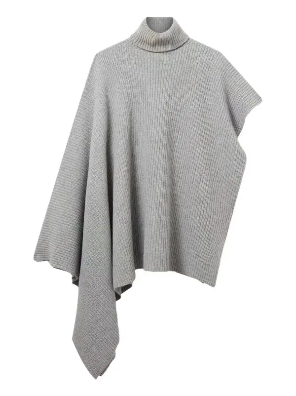 Stella McCartney Ribbed Turtleneck Poncho - Grey