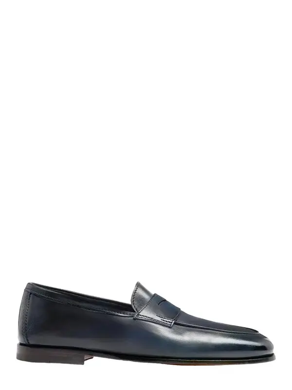 Santoni Penny Leather Loafers - Blue