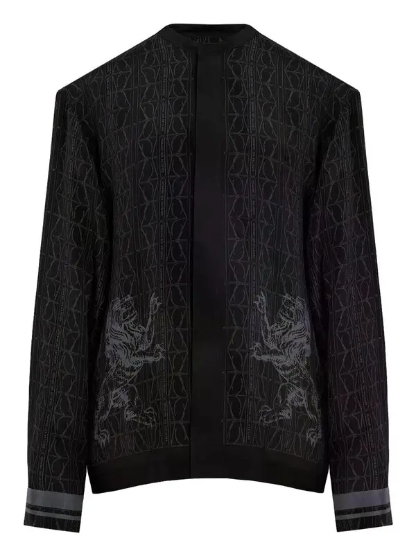 DOMAINE DES ARTISTES Lion-embellished Patterned Shirt - Black