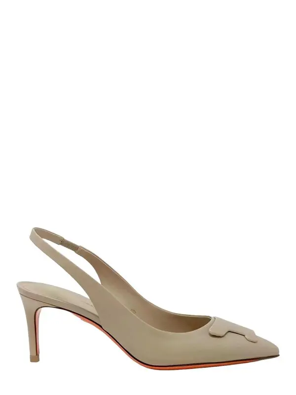 Santoni 65mm Leather Slingback Pumps - Neutrals