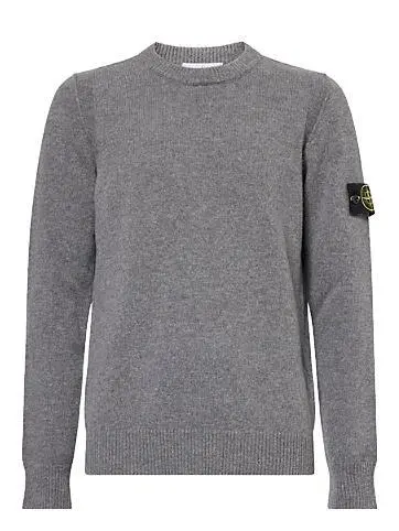 Stone Island Lambs-wool Crewneck Knitted Jumper - Cement Melange