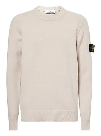 Stone Island Lambs-wool Crewneck Knitted Jumper - Desert