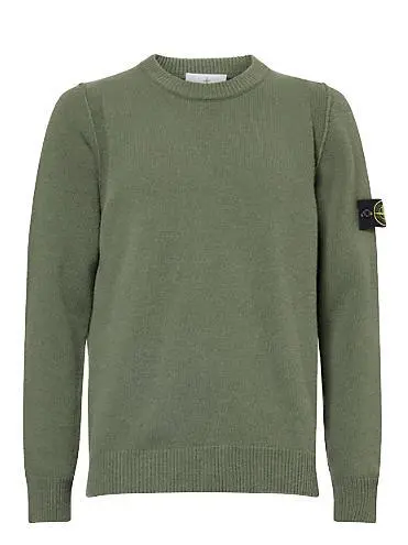 Stone Island Lambs-wool Crewneck Knitted Jumper - Military Green