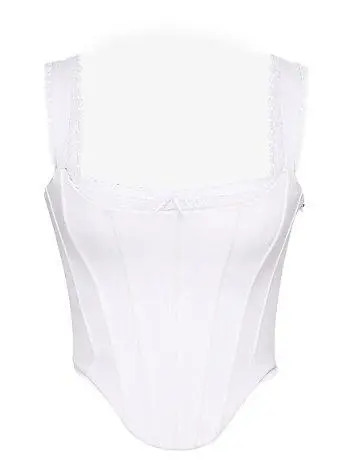House Of Cb Scalloped-trim Corset Top - White