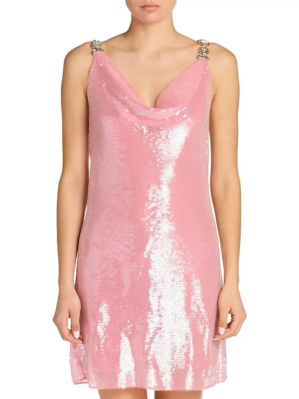 Versace Silk Sequinned Dress - Guava