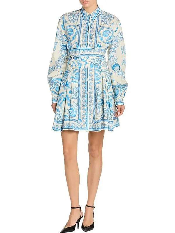 Versace Underwater Barocco Bicolo Shirtdress - Eggshell+b