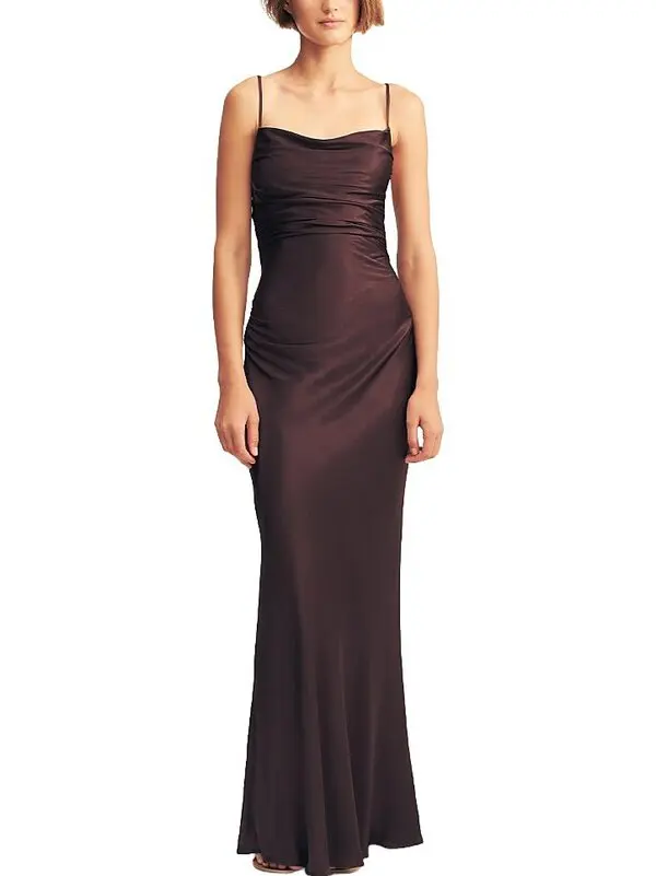 Shona Joy La Lune Lace Up Back Maxi Dress - Espresso