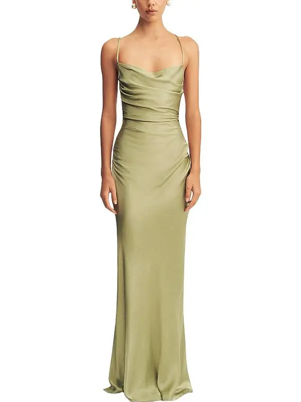 Shona Joy La Lune Lace Up Back Maxi Dress - Fern