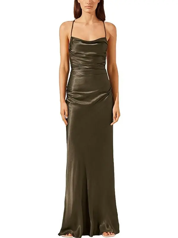 Shona Joy La Lune Lace Up Back Maxi Dress - Forest