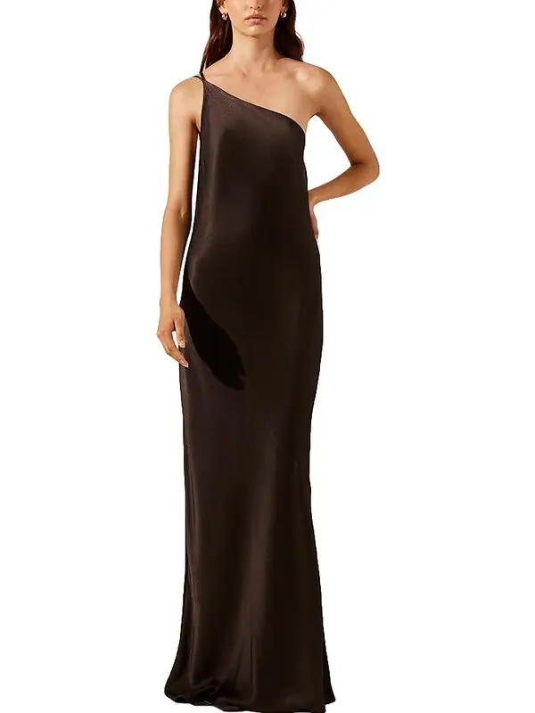 Shona Joy La Lune One Shoulder Gown - Black