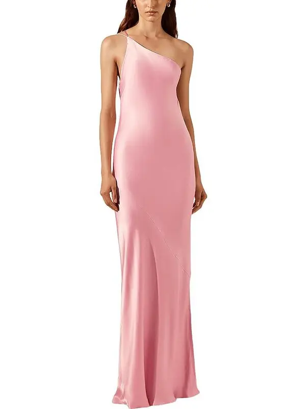 Shona Joy La Lune One Shoulder Gown - Peony