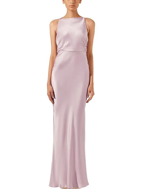 Shona Joy La Lune High Neck Ruched Gown - Lilac