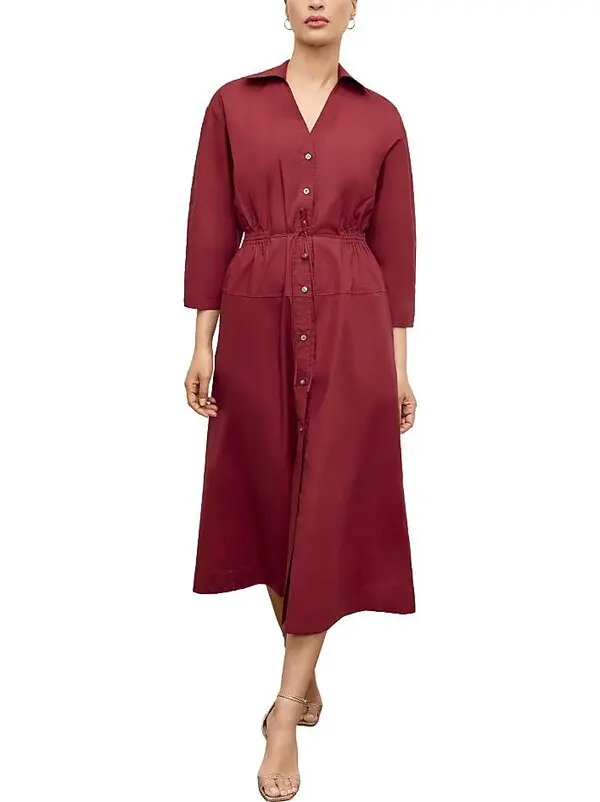 M.M.LAFLEUR Boden Al Cotton Poplin Fresco Shirt Dress - Cinnabar