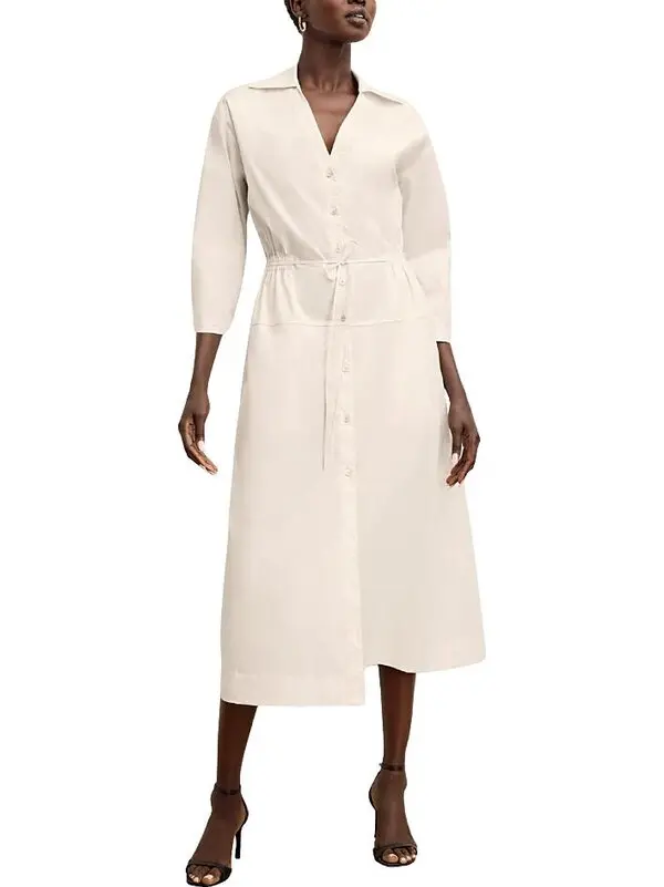 M.M.LAFLEUR Boden Al Cotton Poplin Fresco Shirt Dress - Eggshell