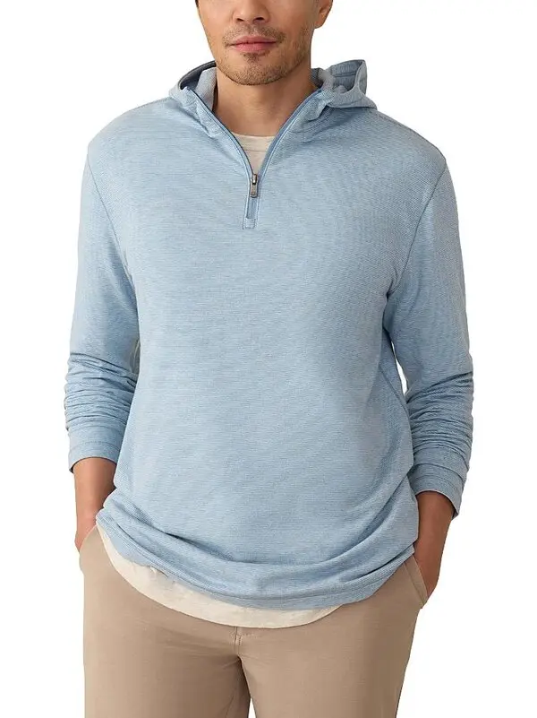 Faherty Brand Quarter Zip Long Sleeve Hoodie - Channel Cove Stripe