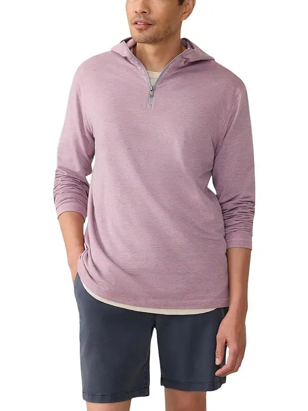 Faherty Brand Quarter Zip Long Sleeve Hoodie - Rose Creek Stripe