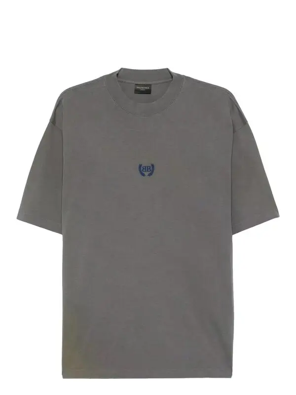 Balenciaga Logo-embroidered Cotton T-shirt - Grey