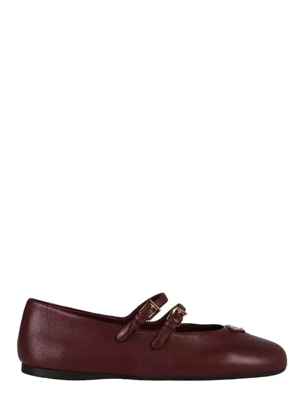 Prada Double-buckle Leather Ballet Flats - Red