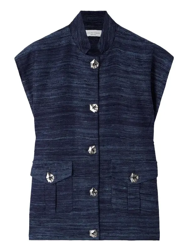 VIOLANTE NESSI Milly Silk-tweed Vest - Blue