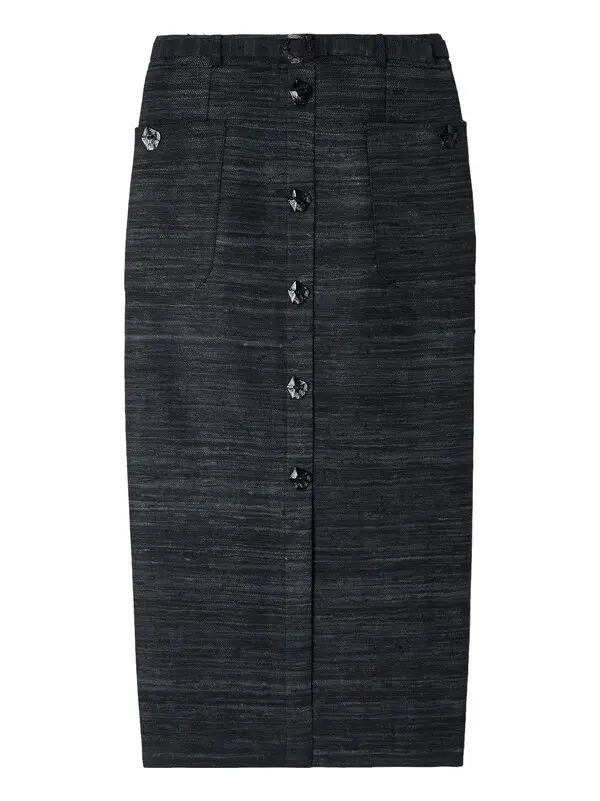 VIOLANTE NESSI Corot Silk-tweed Midi Skirt - Black