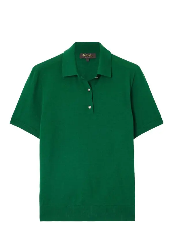 Loro Piana Sottile Wool, Silk And Cashmere-blend Polo Shirt - Green