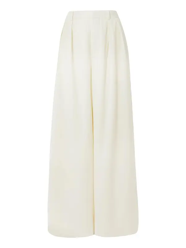 Wardrobe.NYC Pleated Grain De Poudre Wool Wide-leg Trousers - Neutrals