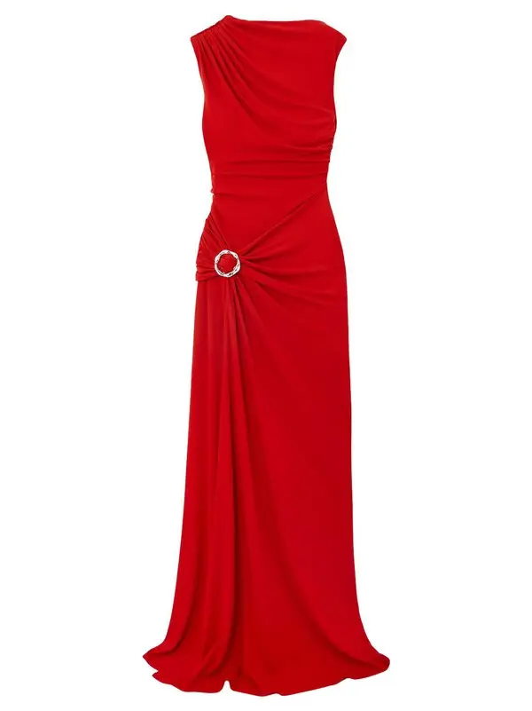 Simkhai Blaine Embellished Gathered Jersey Gown - Red