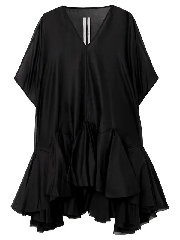 Rick Owens Divine Pleated Cotton-gauze Mini Dress - Black