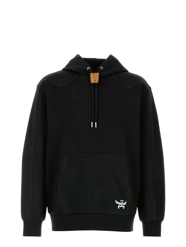 Mcm Hooded Sweatshirt With Contrast Stitching - Black