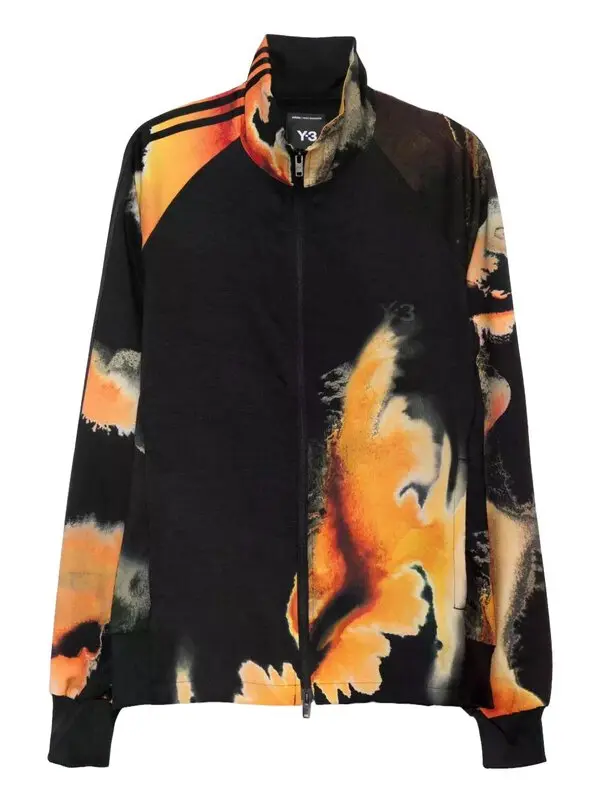 Y3 Abstract-print Zip-up Jacket - Black