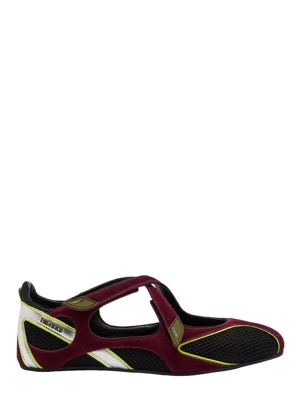 Attico Panelled Mesh-knit Ballet Flats - Black