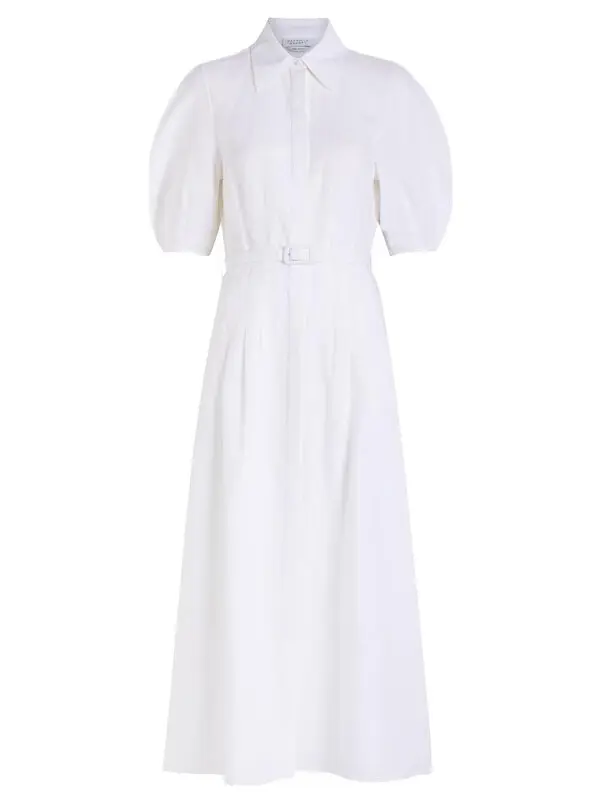 Gabriela Hearst Maude Darted Linen Midi Shirt Dress - White